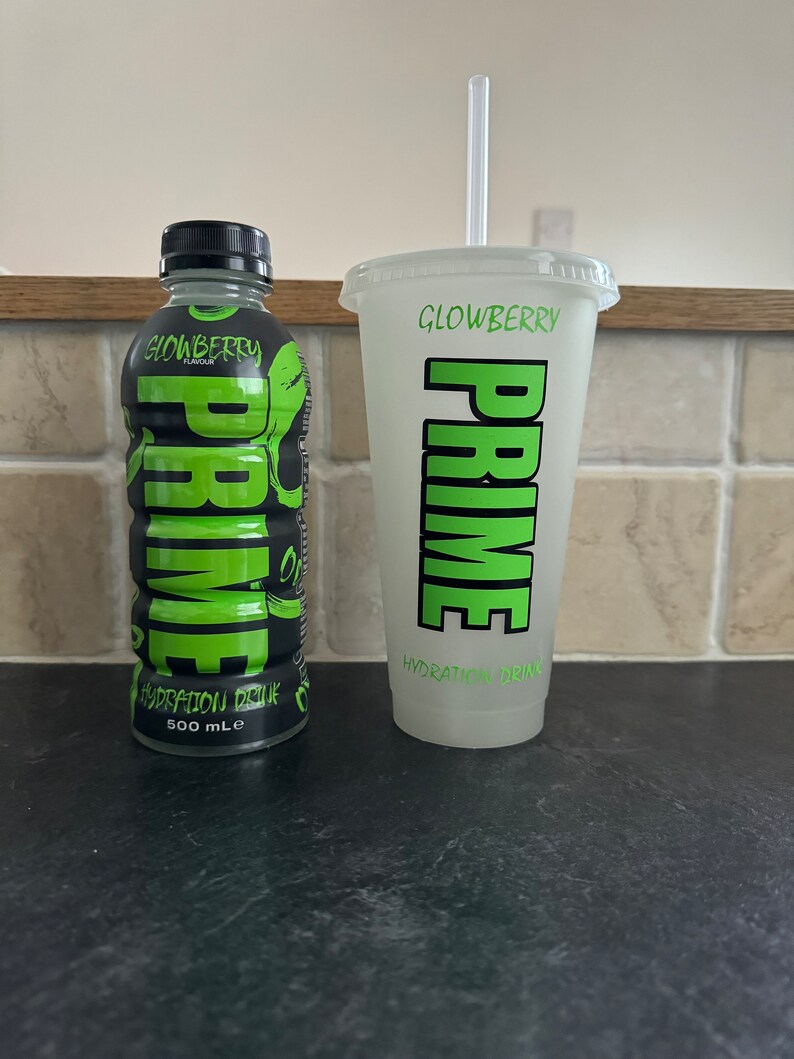 Prime Hydration Glowberry Full Unopened Bottle and 24oz Cold Cup and ...