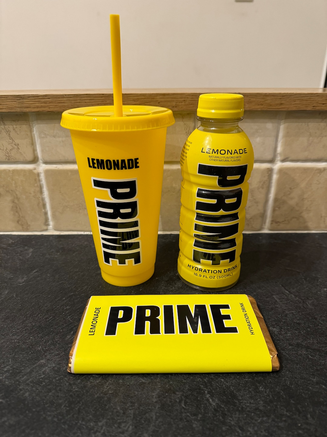 Prime Hydration Lemonade Full Unopened Bottle, 24oz Cold Cup and ...