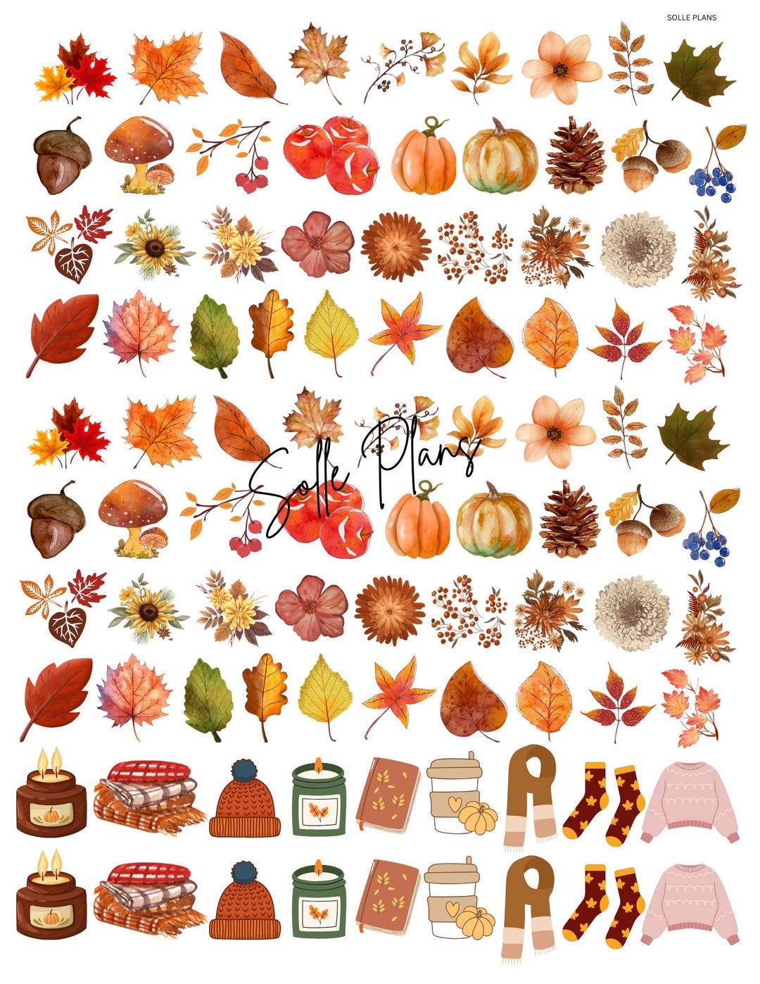 Fall Stickers: Cute Autumn Leaves, Pumpkins, Cozy Vibes, Fussy Cut ...