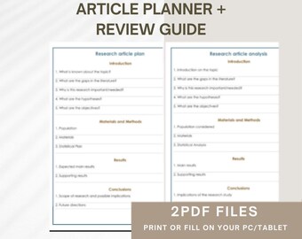 Research Planner & Review, Academic Paper Planner, Printable Phd ...