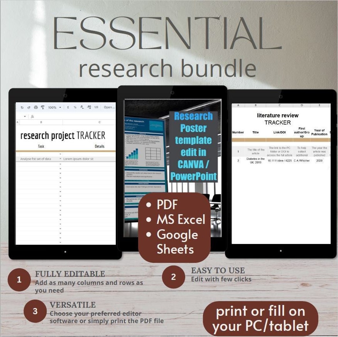 Research Literature Tracker and Planner, Bundle Academic Planner ...