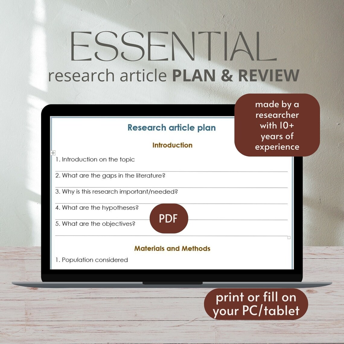 Research Planner & Review, Academic Paper Planner, Printable Phd ...