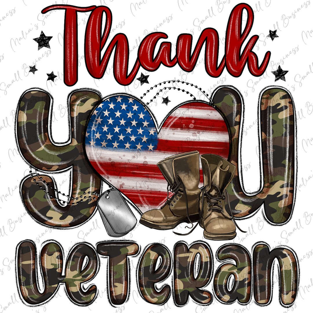 Thank You Veteran Png Sublimation Design Download, USA Flag Heart Png ...