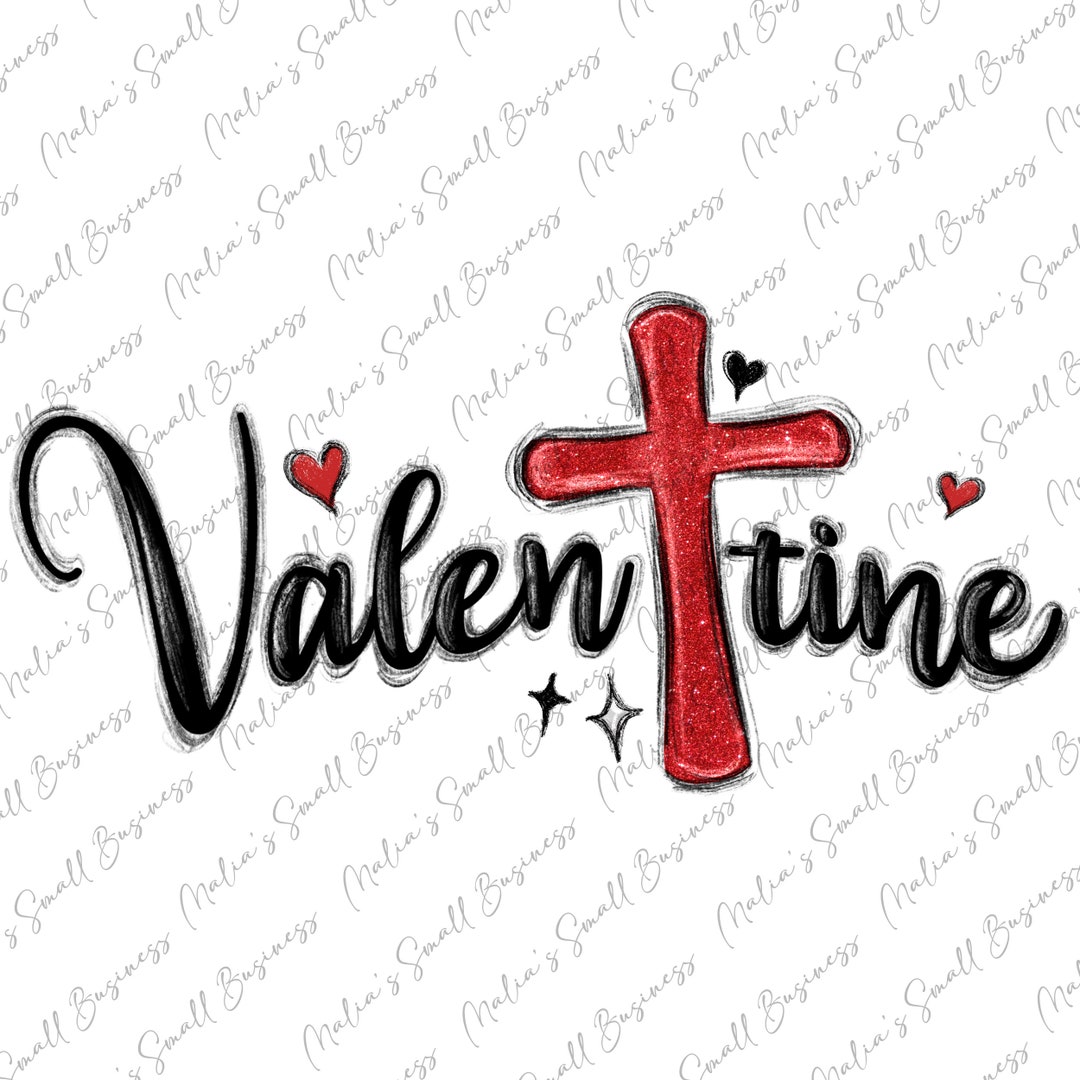 Valentine Cross Glitter Png Sublimation Design Download, Happy ...