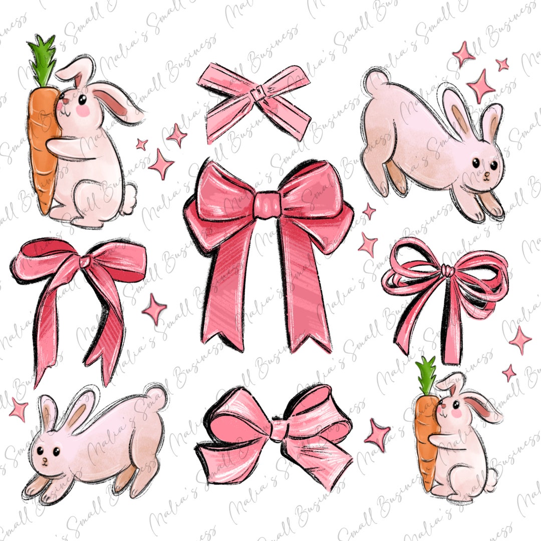 Pink Ribbons With Rabbits Png Sublimation Design Download, Breast ...