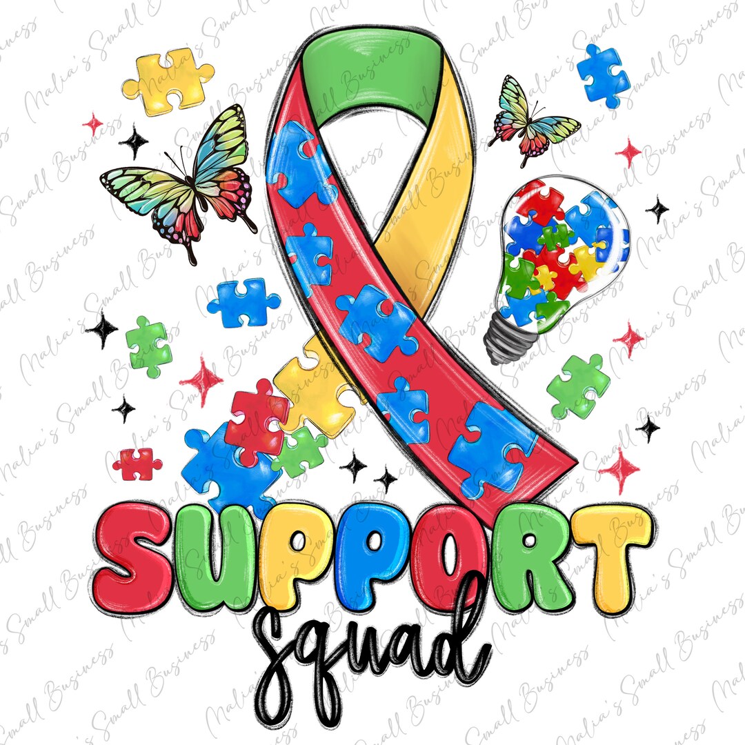Support Squad Autism Png Sublimation Design Download, Autism Awareness ...