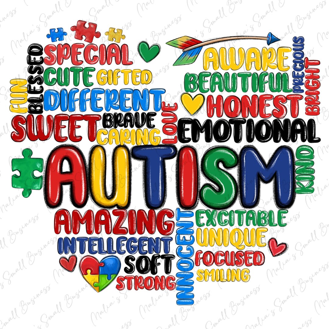 Autism Heart Png Sublimation Design Download, Autism Awareness Png ...