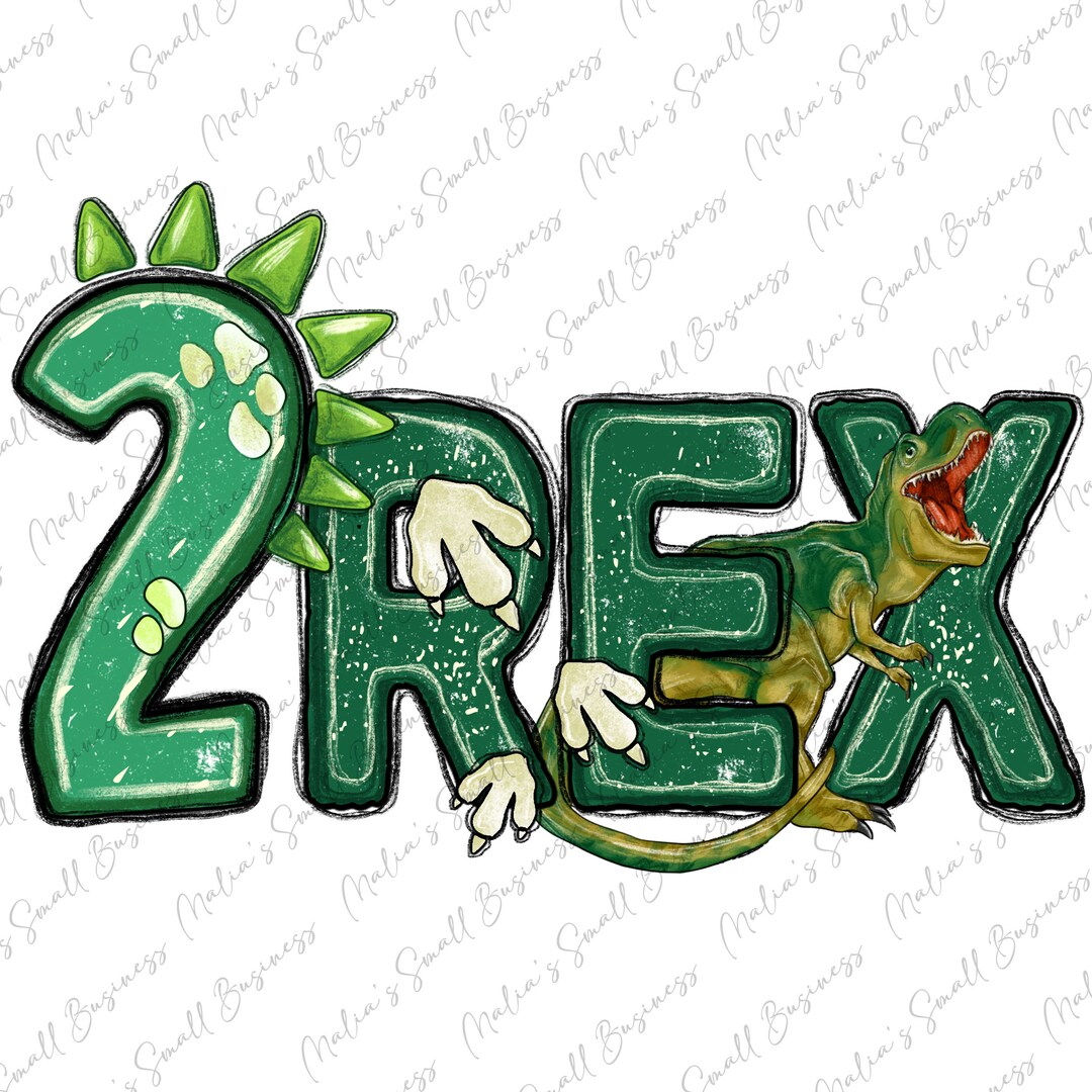 Two Rex Png Sublimation Design Download, Birthday Png, T-rex Birthday ...