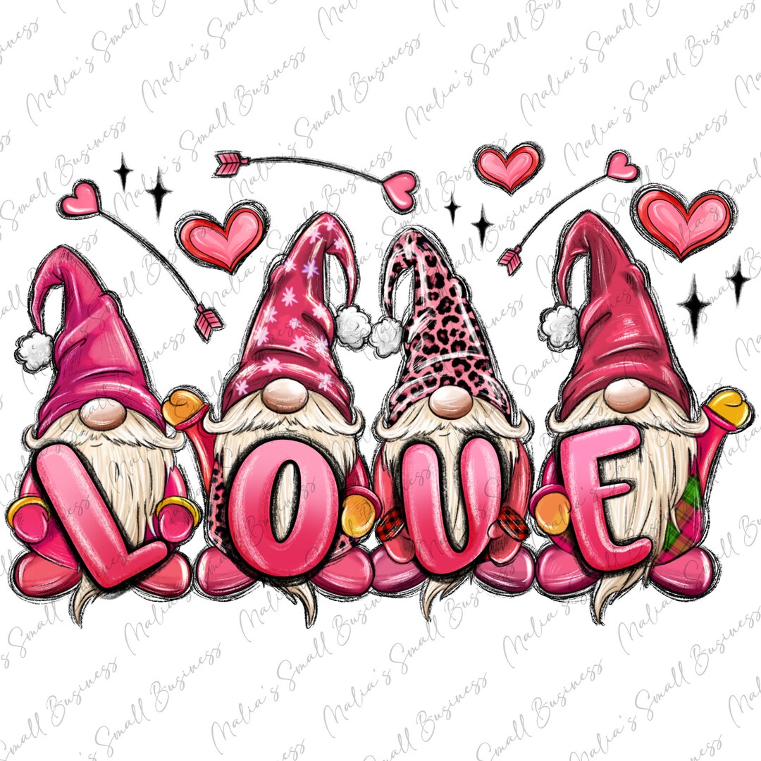 Love Gnomes Valentine's Day Png Sublimation Design Download, Happy ...
