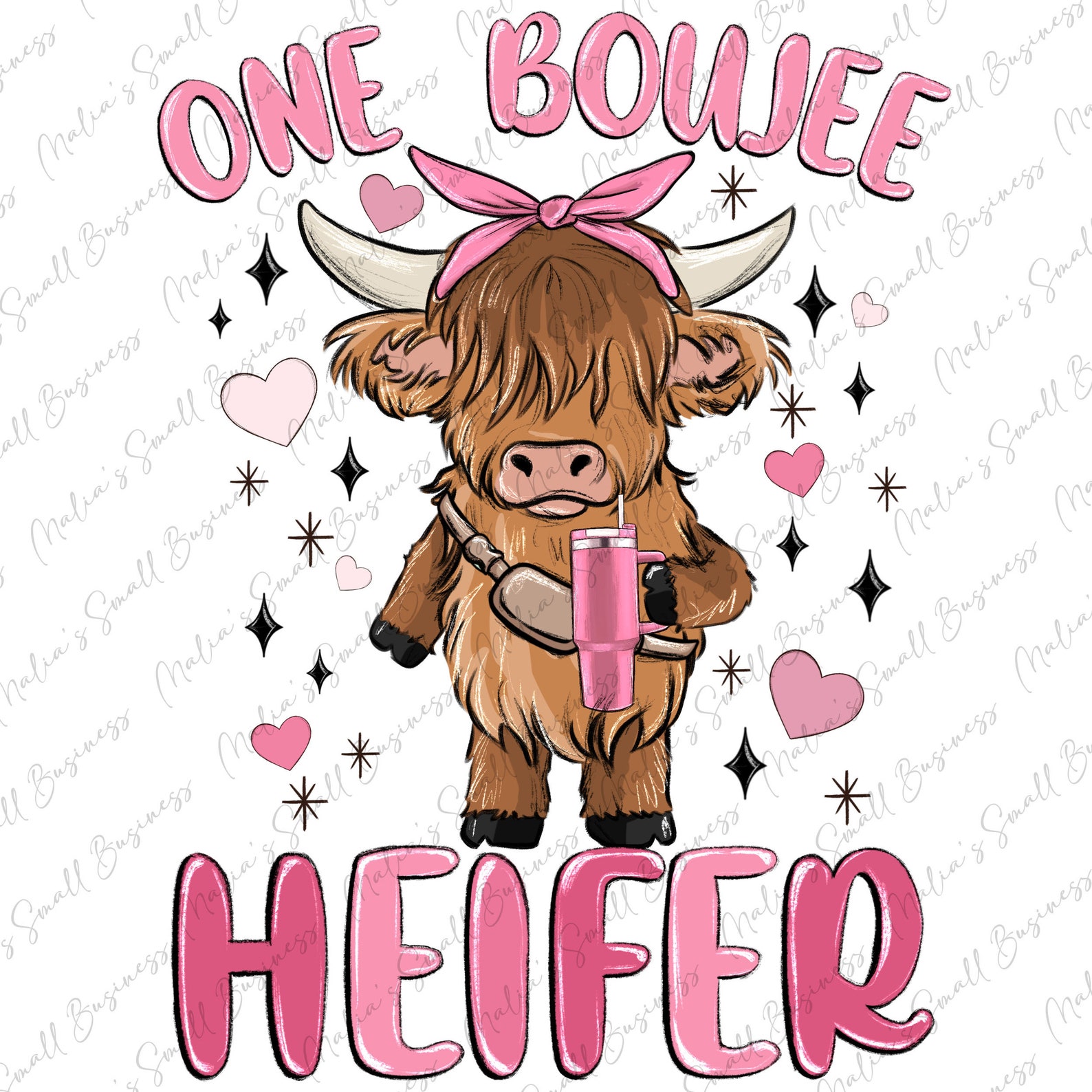One Boujee Heifer Png Sublimation Design Download, Hand Drawn Heifer ...