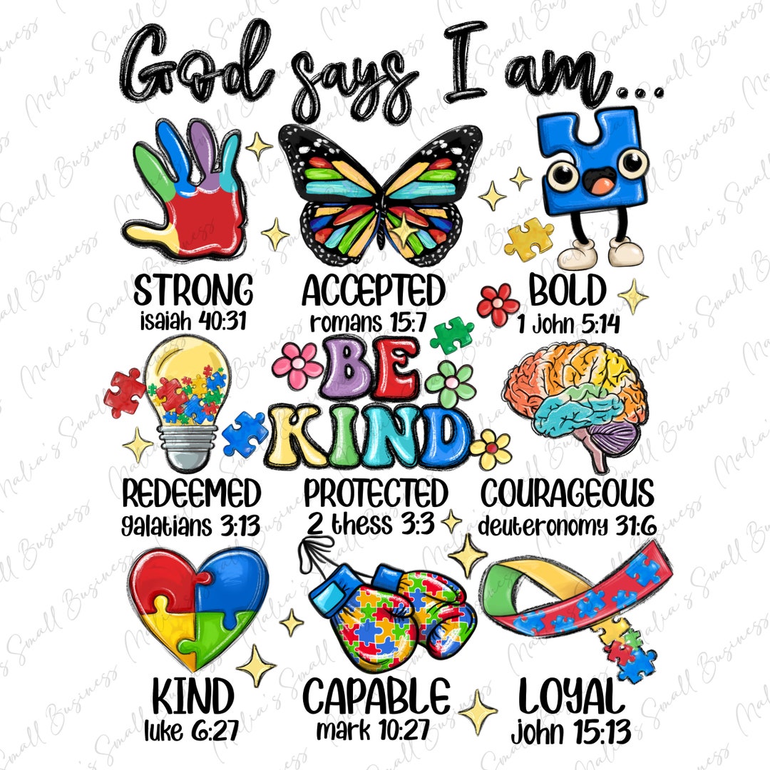 God Says I Am Autism Png Sublimation Design Download, Autism Awareness ...
