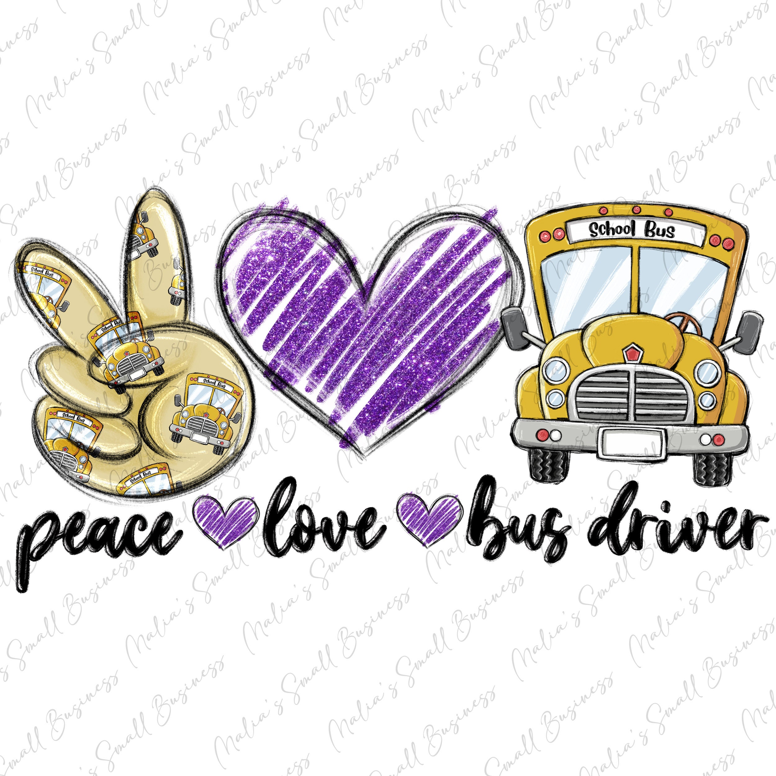 Peace Love Bus Driver Png Sublimation Design Download, Back to School ...