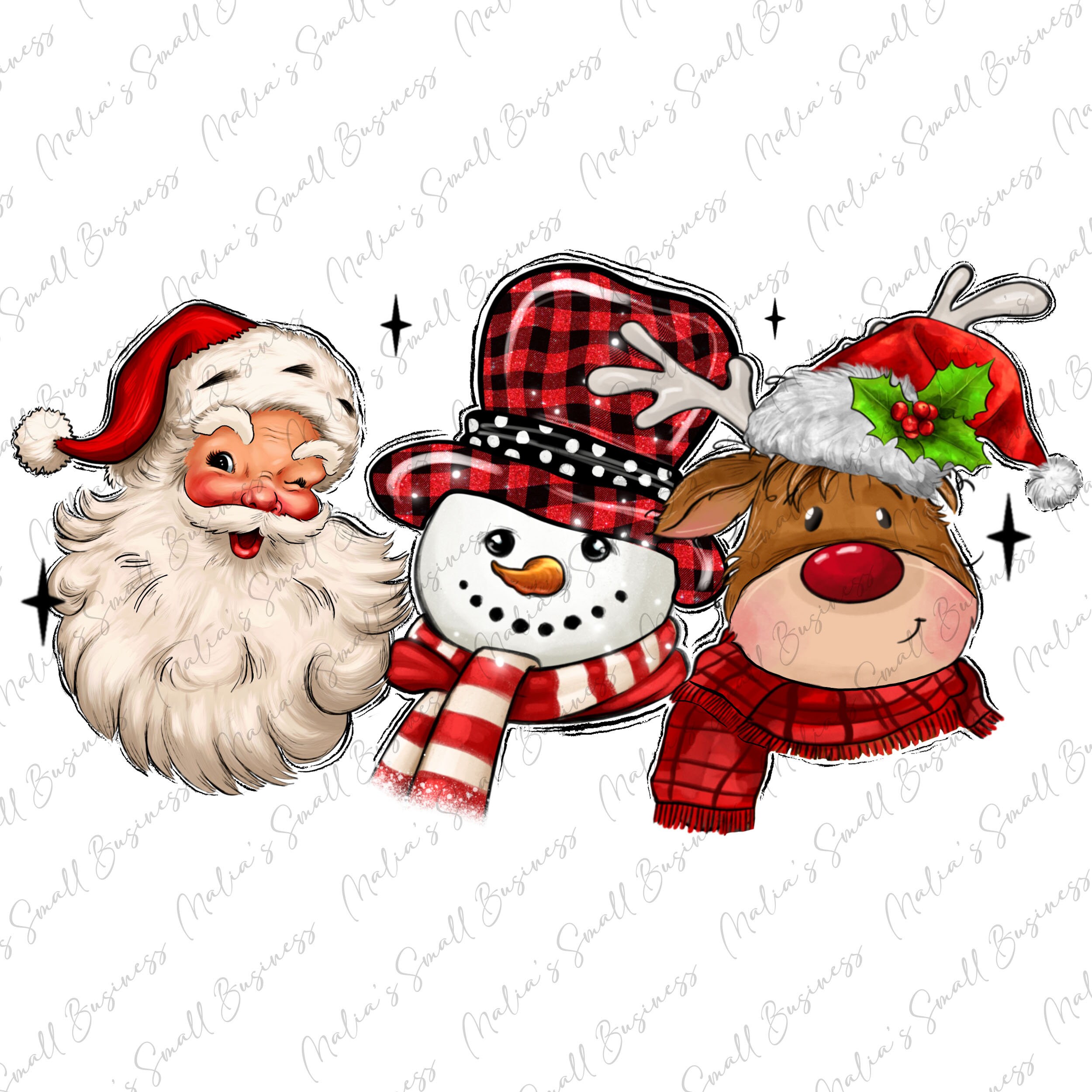 Santa Snowman Reindeer Png Sublimation Design Download, Merry Christmas ...