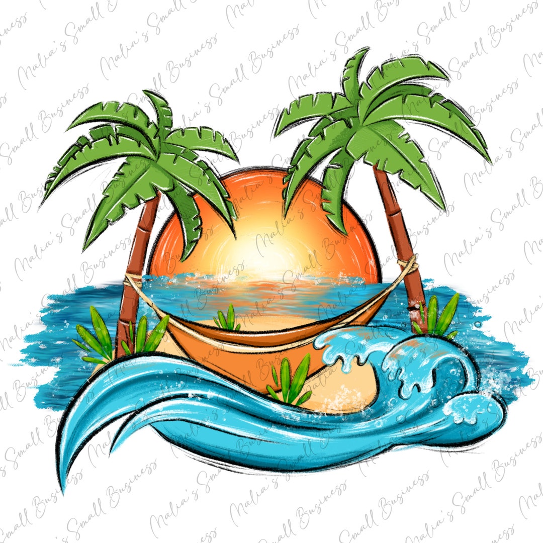 Sunset Beach Scene Png Sublimation Design Download, Beach Vibes Png ...