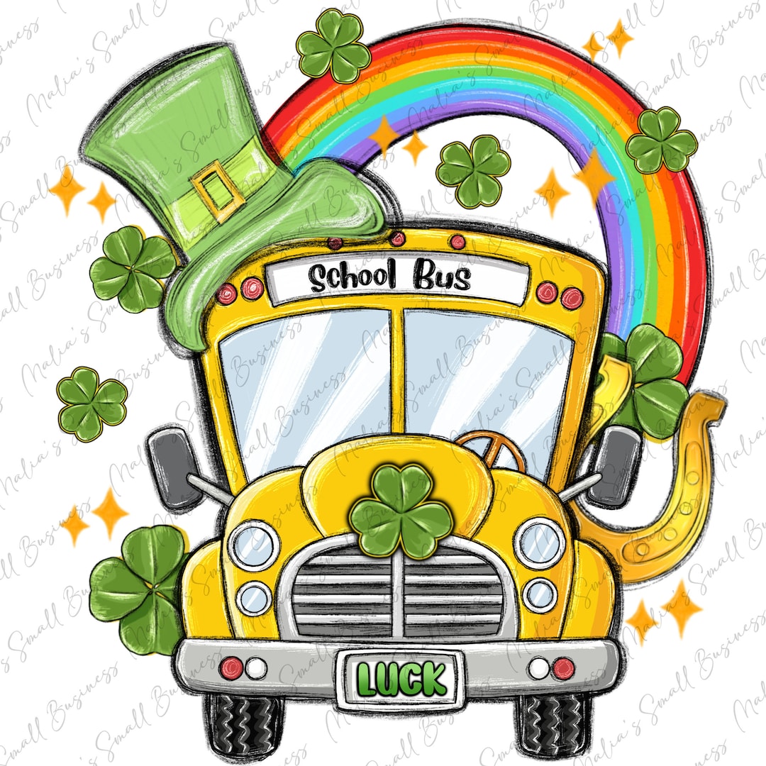 St. Patrick's Day School Bus Png Sublimation Design Download, Happy St ...