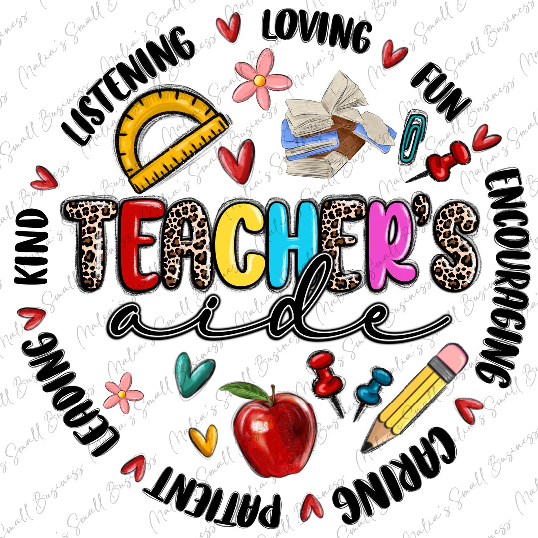 Teacher's Aide Png Sublimation Design Download, Back to School Png ...
