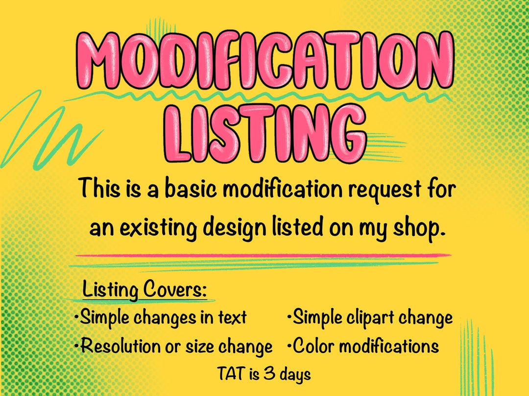 Design Modification (editing) Listing - Etsy