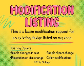 Design Modification editing Listing - Etsy