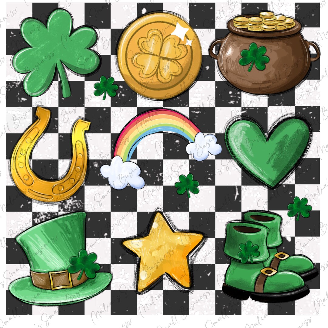 Checker Board Lucky Charms Png Sublimation Design Download, Happy St ...