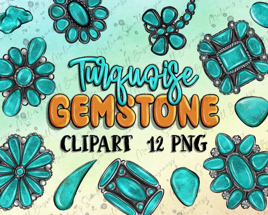 Turquoise Gemstone Png Sublimation Design Bundle, Gemstone Hand Drawn ...