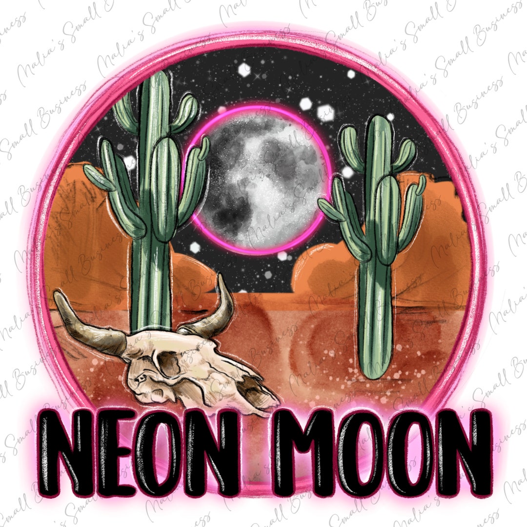 Neon Moon Png Sublimation Design Download, Desert View Png, Desert ...