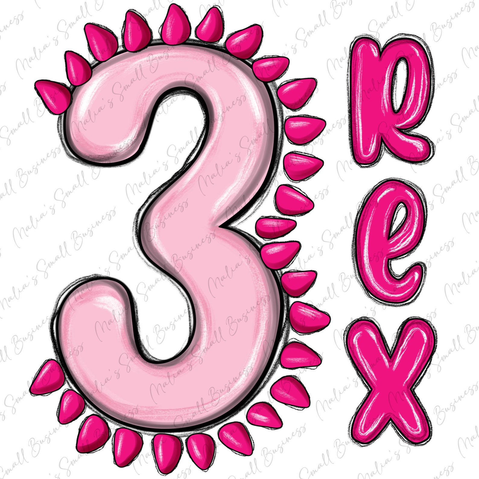3 Rex Pink Dinosaur Png Sublimation Design Download, Birthday Png, T ...
