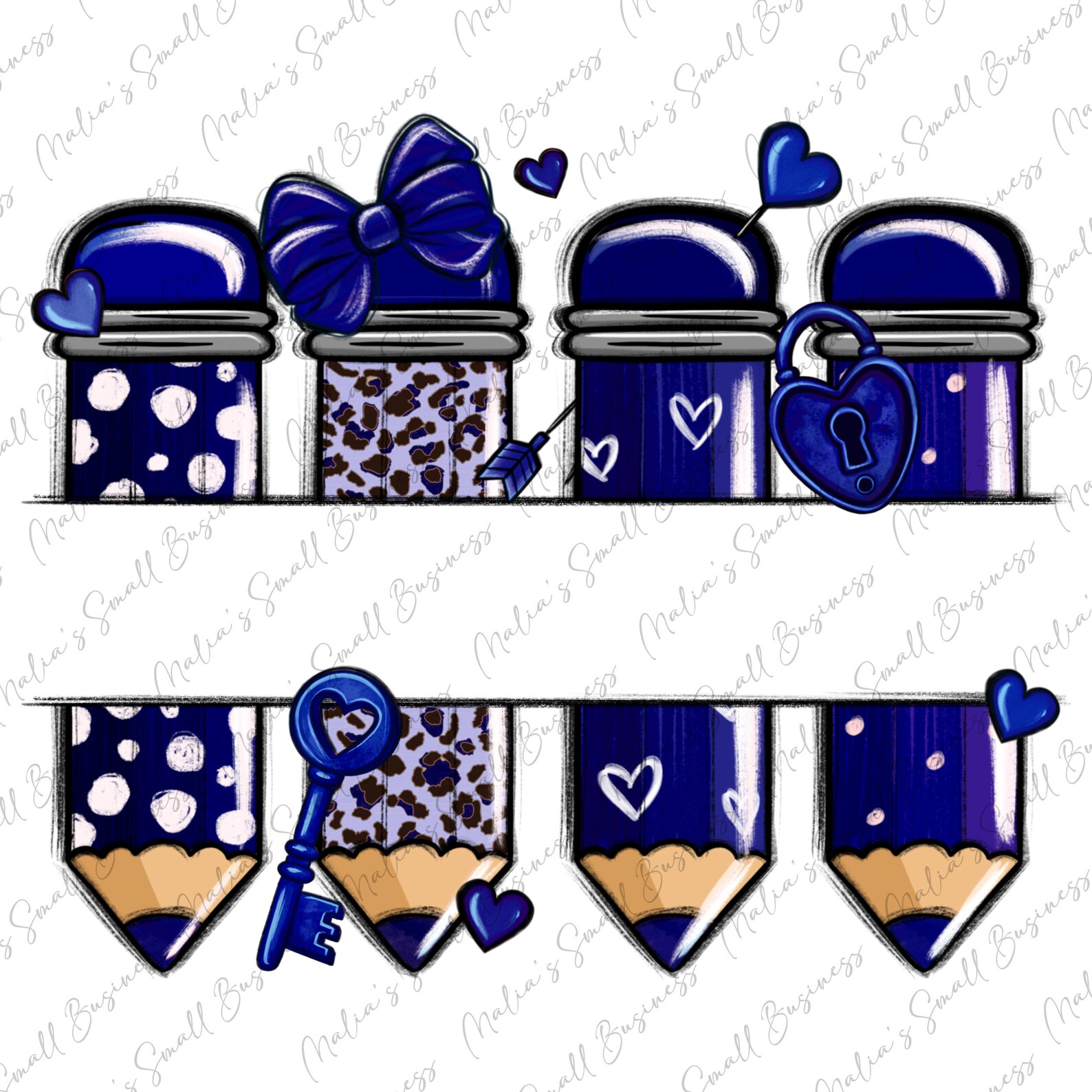 Personalized Valentine's Day School Pencils Navy Blue Png, Back to ...