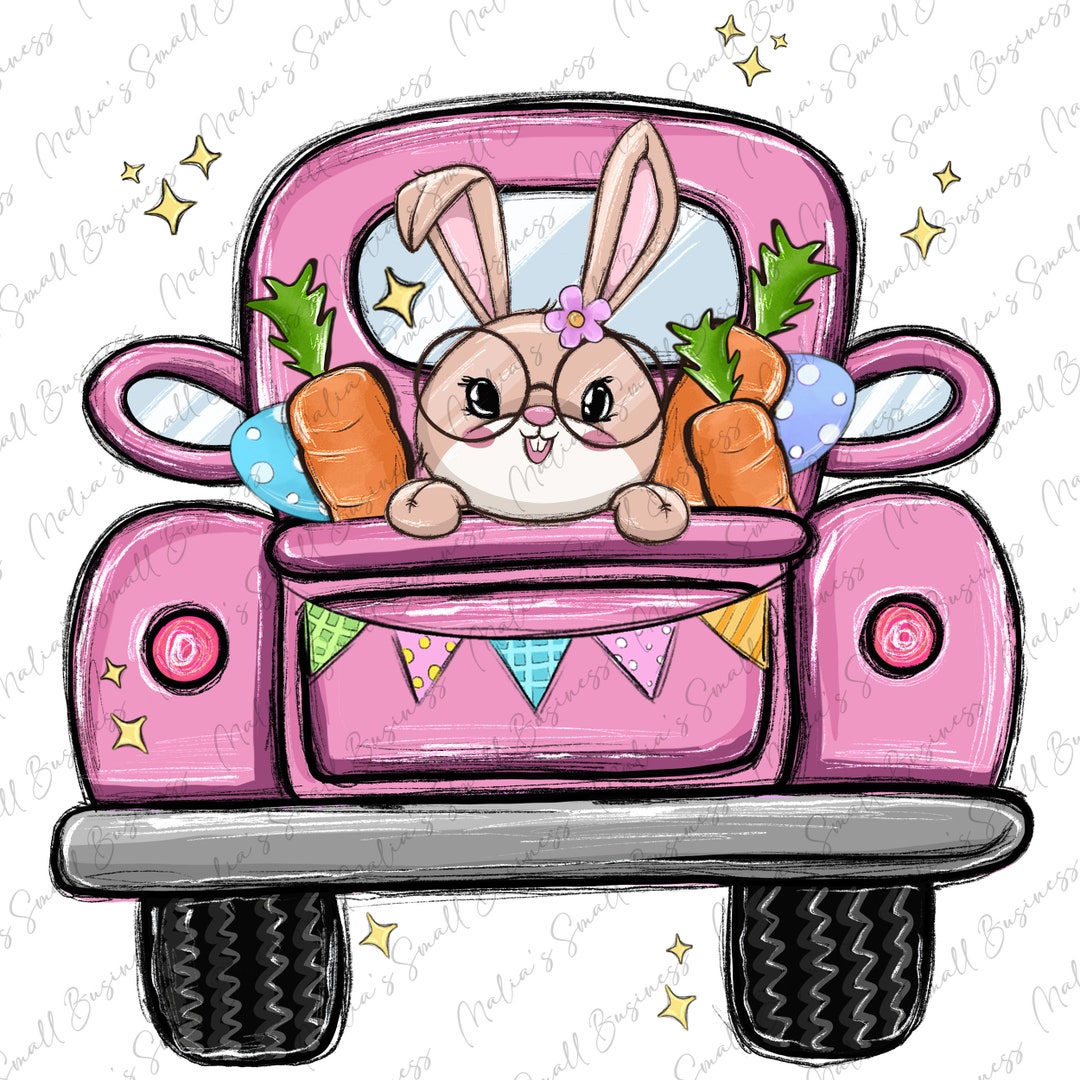 Easter Bunny Truck Png Sublimation Design Download, Easter Day Png ...