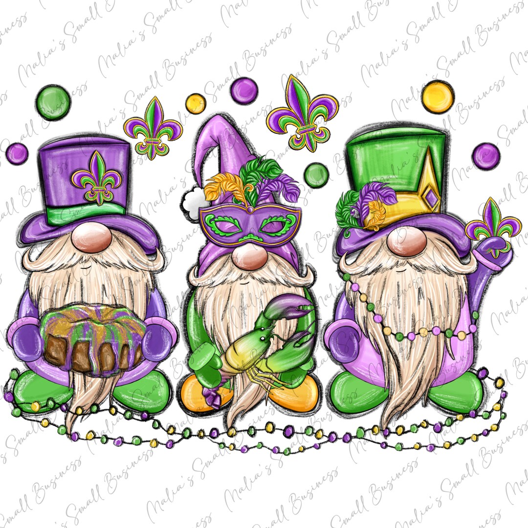 Mardi Gras Gnomes Png Sublimation Design Download, Mardi Gras Png ...