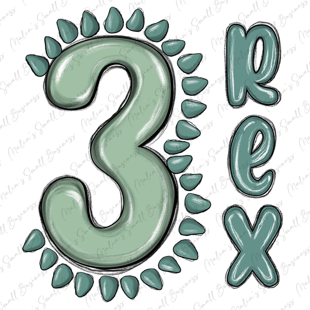 3 Rex Green Dinosaur Png Sublimation Design Download, Birthday Png, T ...