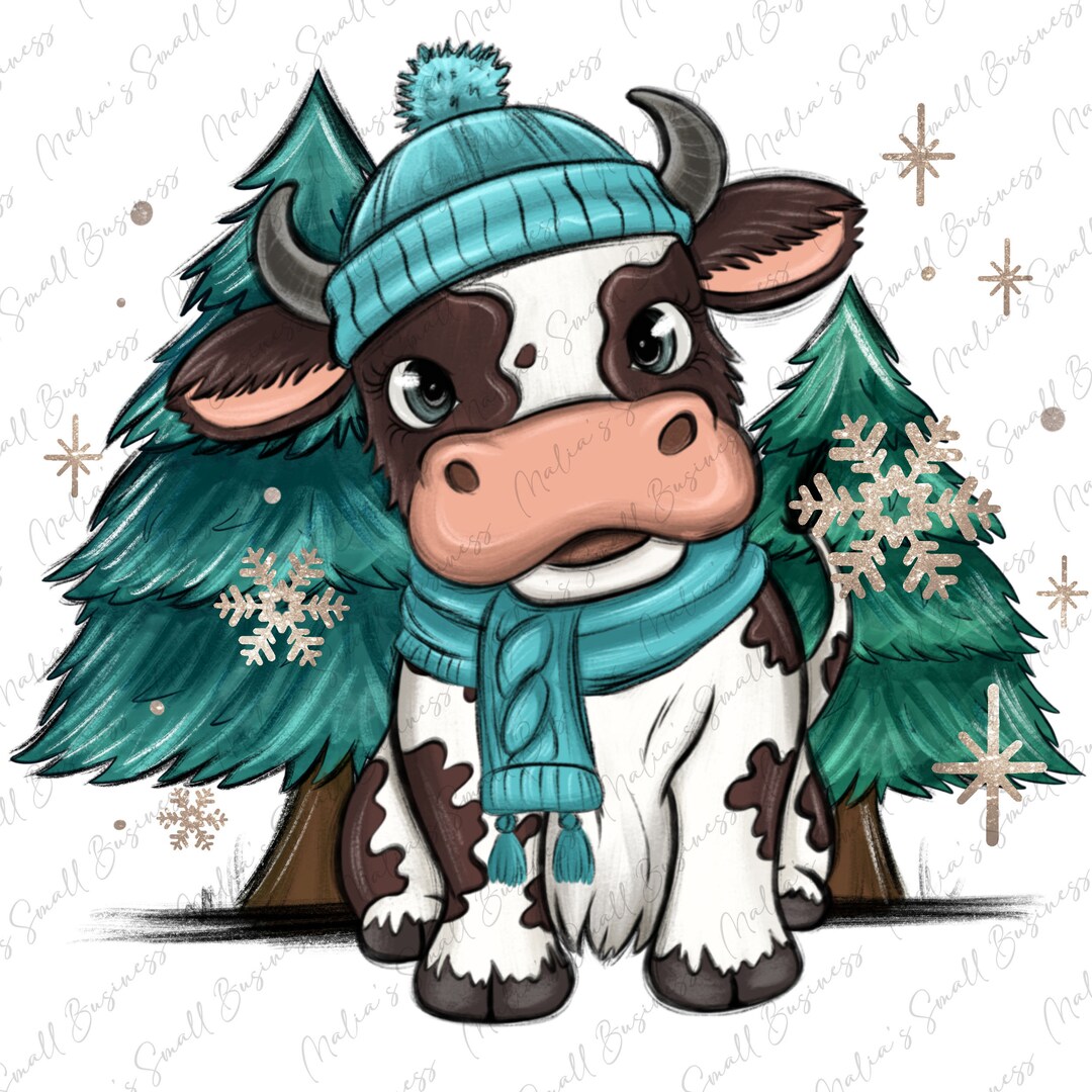 Winter I'm Udderly Freezing Baby Cow Png Sublimation Design Download ...