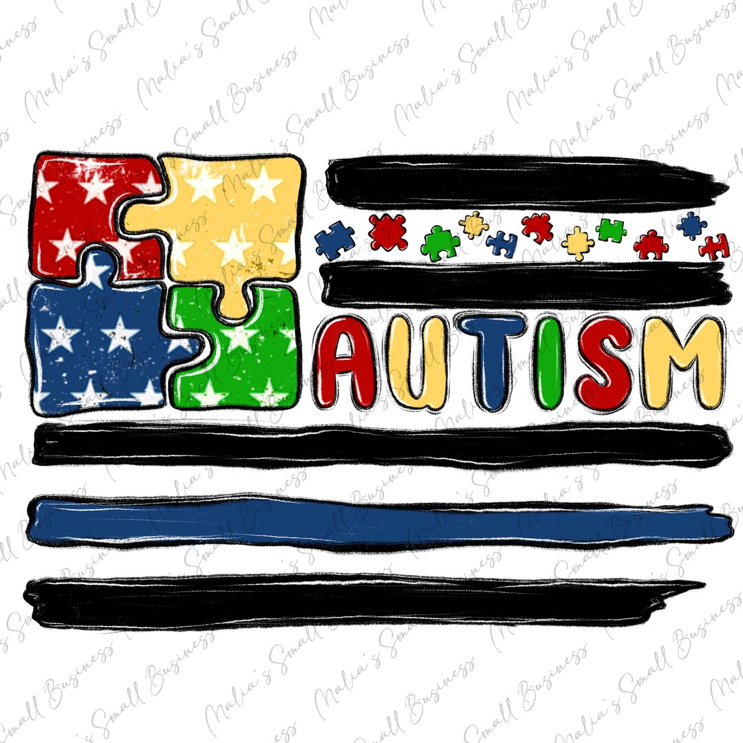 Autism USA Flag Png Sublimation Design Download, Autism Awareness Png ...
