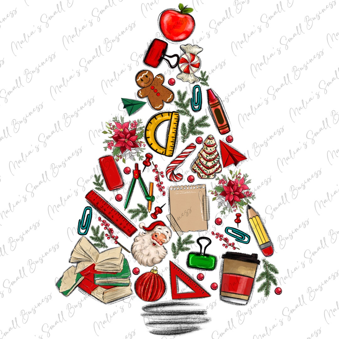 Teacher Christmas Tree Png Sublimation Design Download, Merry Christmas ...
