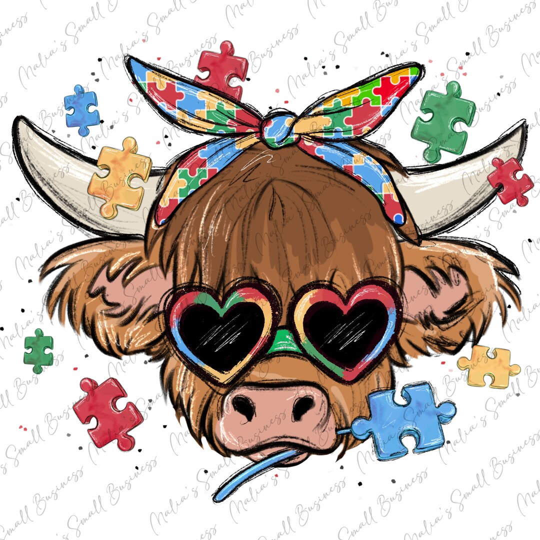 Autism Awareness Cow Png Sublimation Design Download, Autism Awareness ...