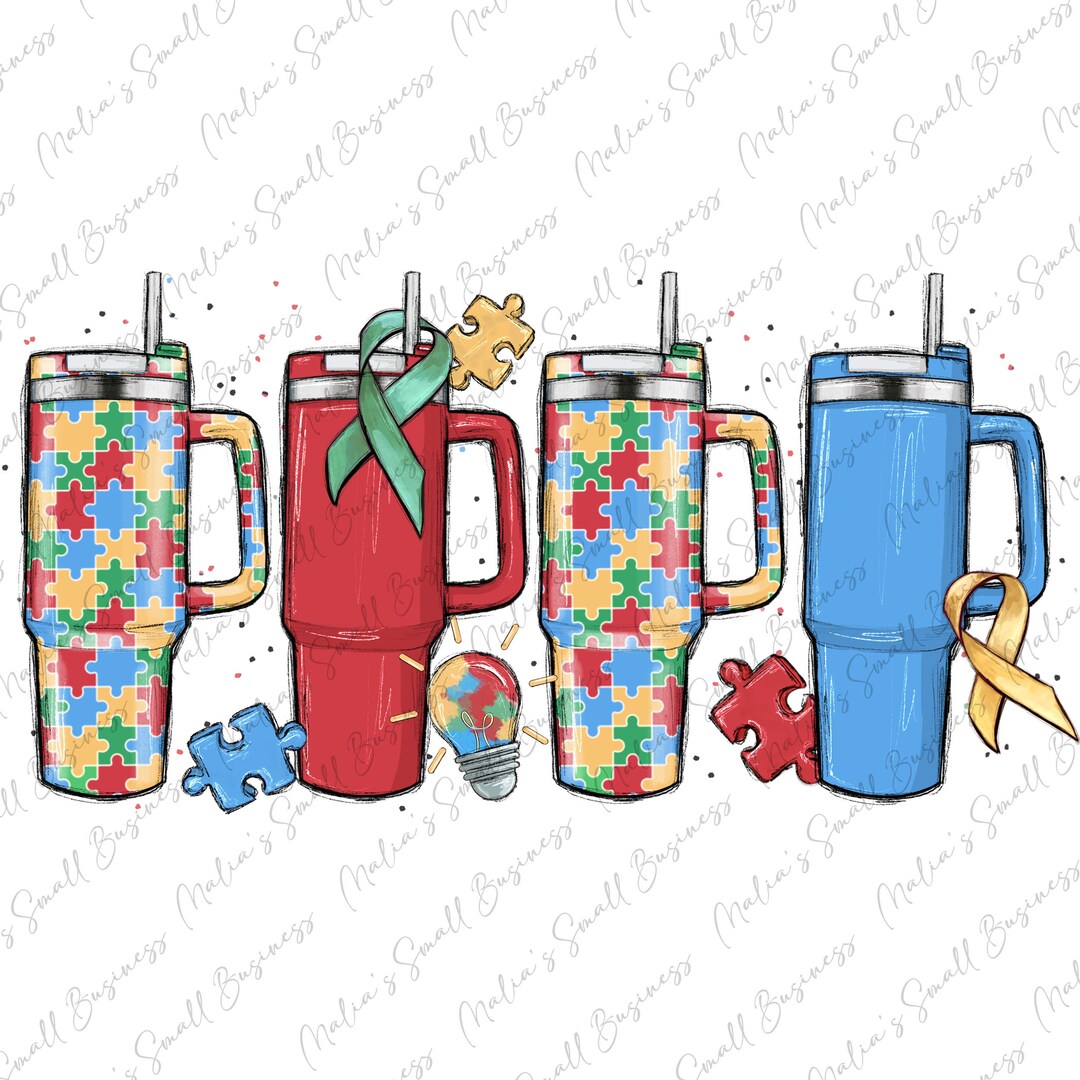 Autism Tumbler Cups Png Sublimation Design Download, Autism Awareness ...