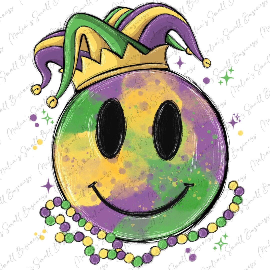 Smiley Face Mardi Gras Png Sublimate Designs Download, Mardi Gras Png ...