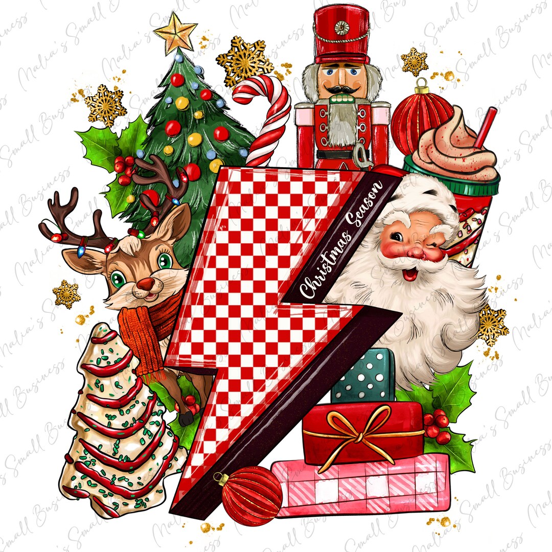Christmas Season Lightning Bolt Png Sublimation Design Download ...