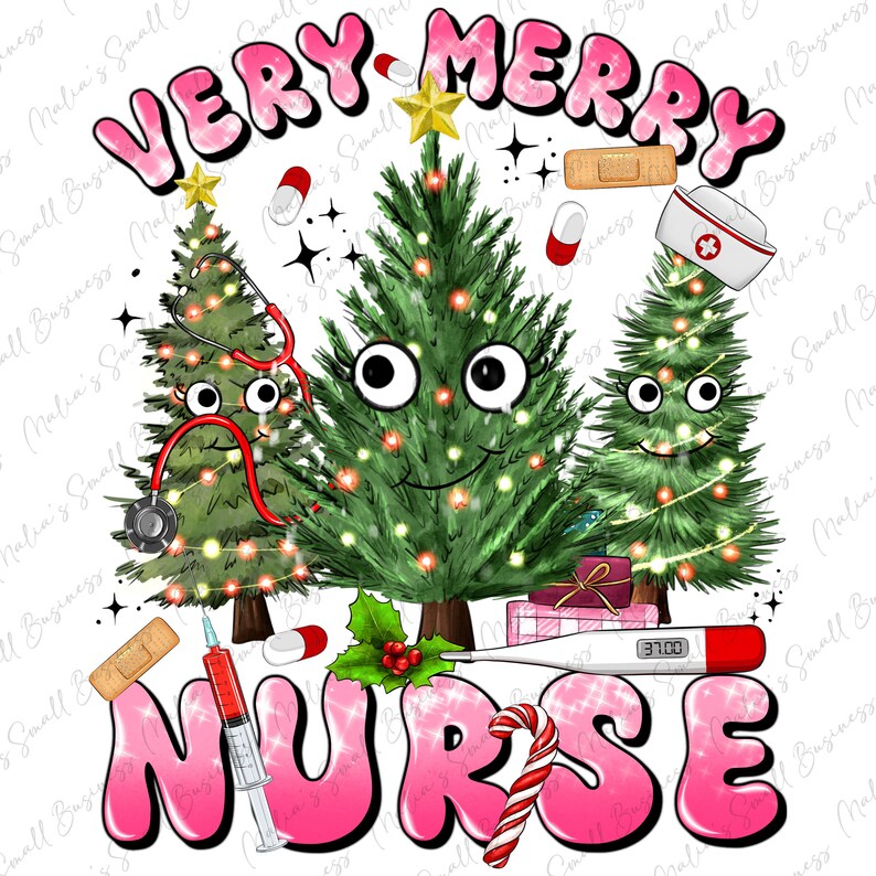 Very Merry Nurse Png Sublimation Design Download, Christmas Png, Nurse ...