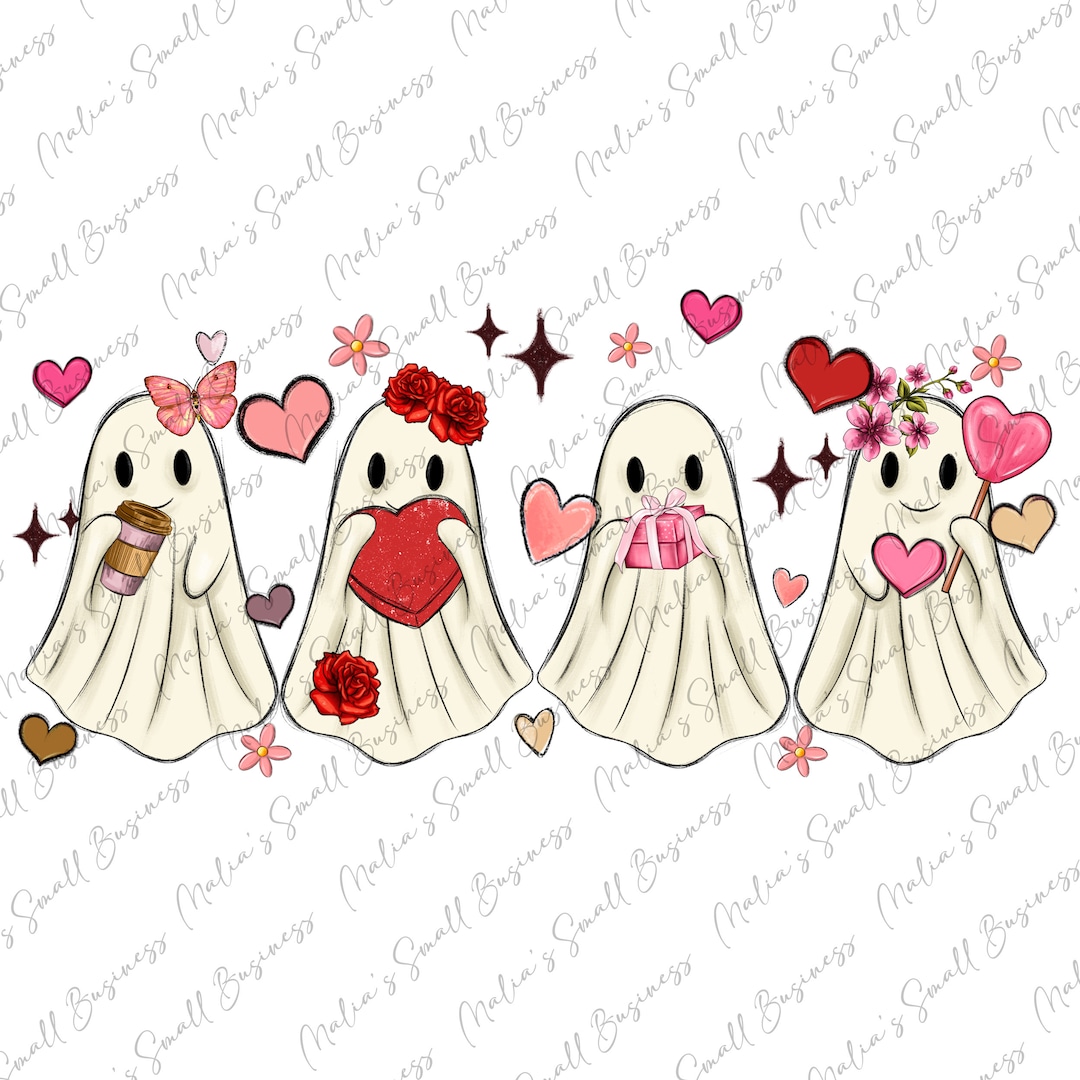 Valentine's Day Ghosts Png Sublimation Design Download, Happy Valentine ...