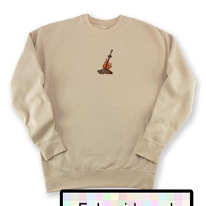 Bonfire Embroidered Pixel Art Sweater - Cross-stitch Pixel Art, Dark ...