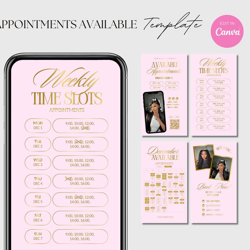 Pink Gold Weekly Calendar - Etsy