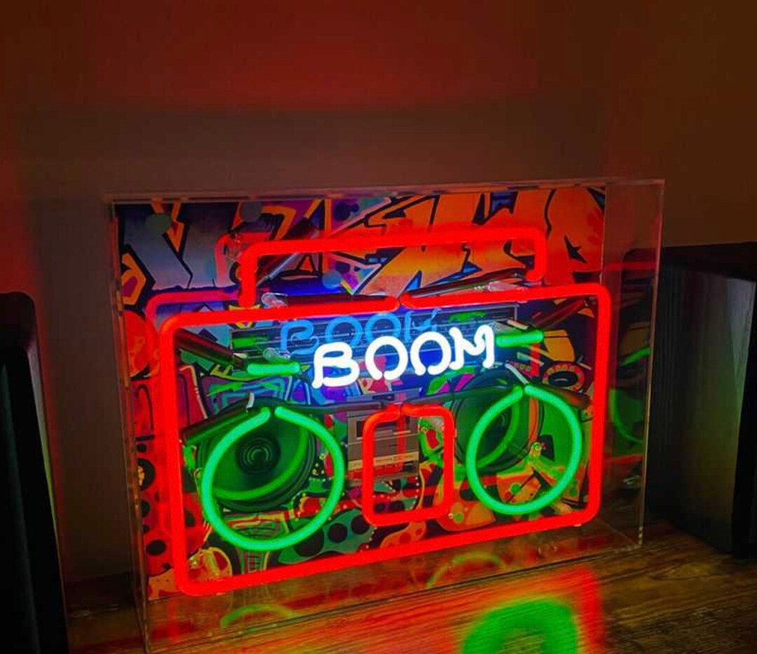 Boombox Large Glass Neon Light - Etsy