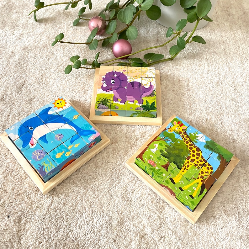 Building Blocks 6 Sided Marine Life Animal Jigsaw Puzzle Busy Board ...