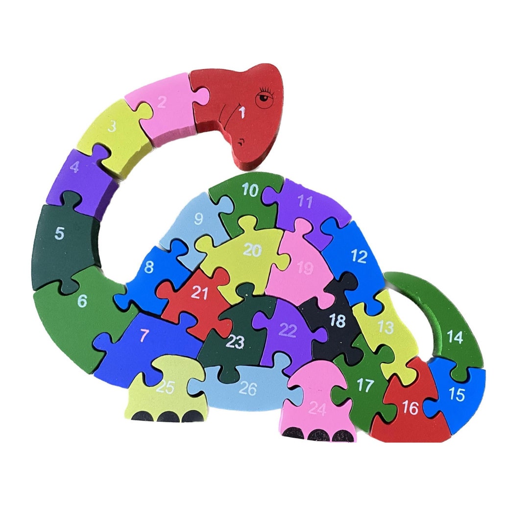Dinosaur Alphabet Puzzle, Learn Letters and Numbers Wooden Educational ...