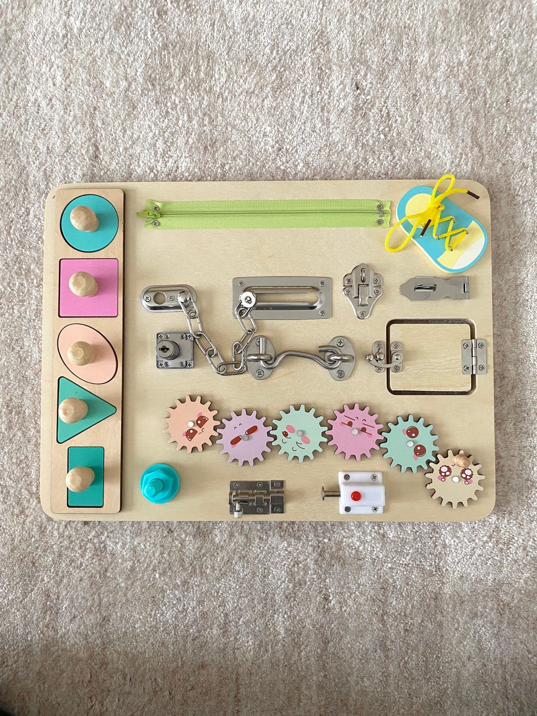 Toddler Busy Board 1 2 3 Year Old, Sensory Board for Toddler, Wooden ...