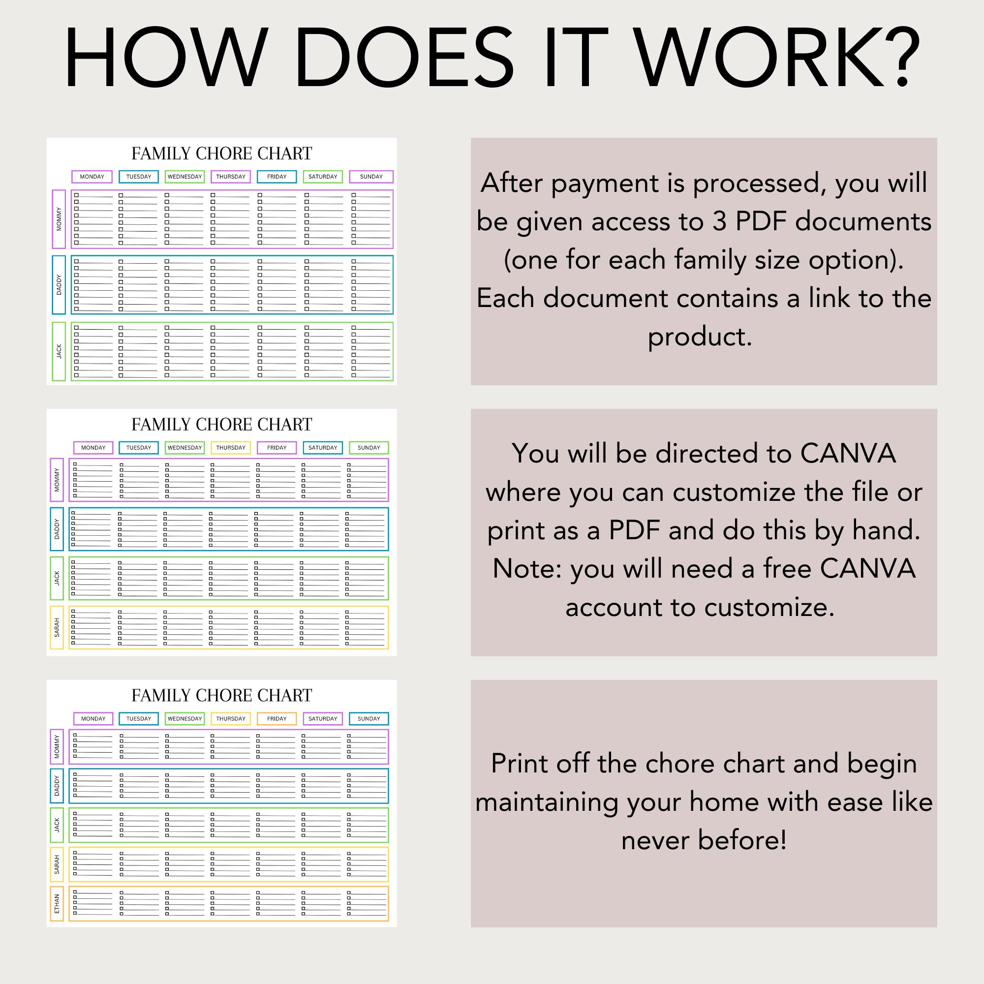 Family Chore Chart Family Chore Chart Printable Cleaning Checklist ...