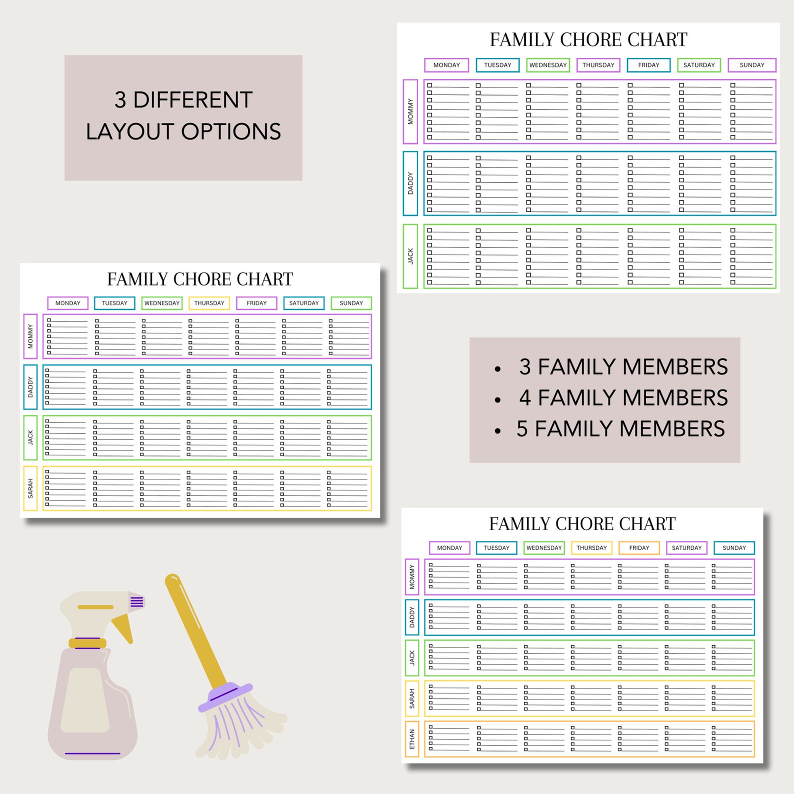 Family Chore Chart Family Chore Chart Printable Cleaning Checklist ...
