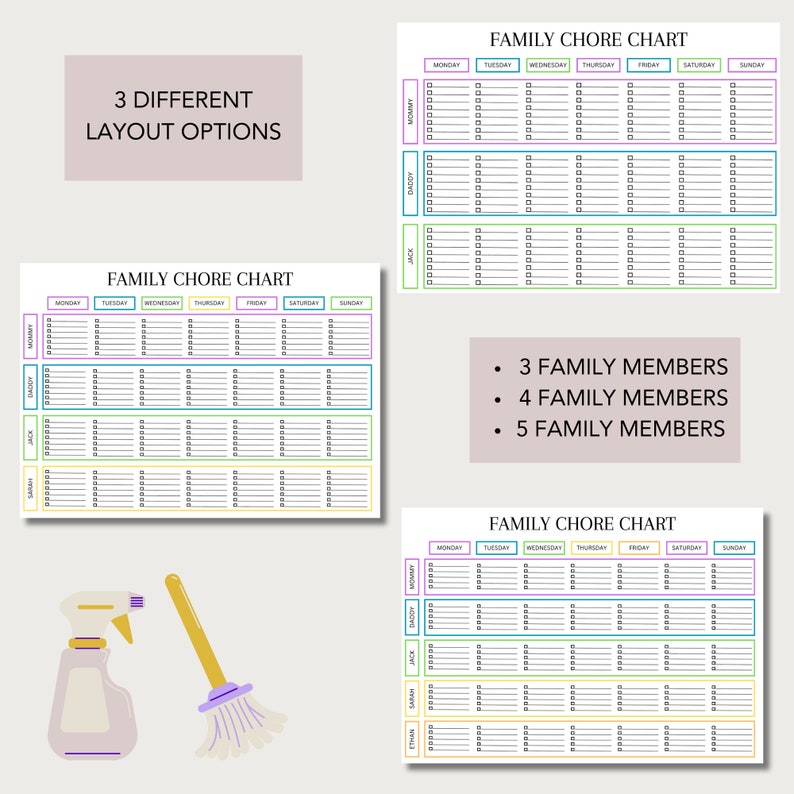 Family Chore Chart Family Chore Chart Printable Cleaning Checklist ...