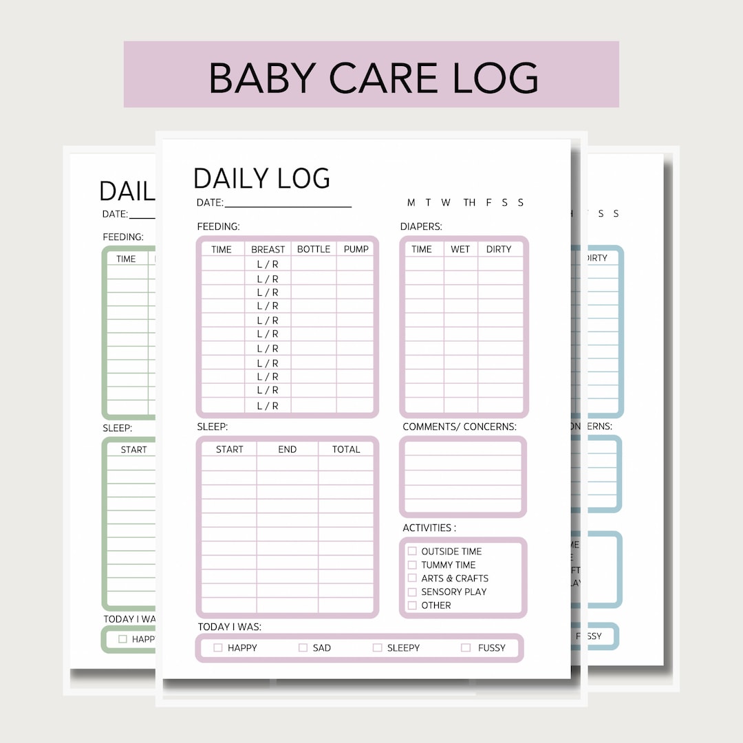 Printable Baby Care Log, Caregiver Log, Sleep Log, Baby Schedule ...