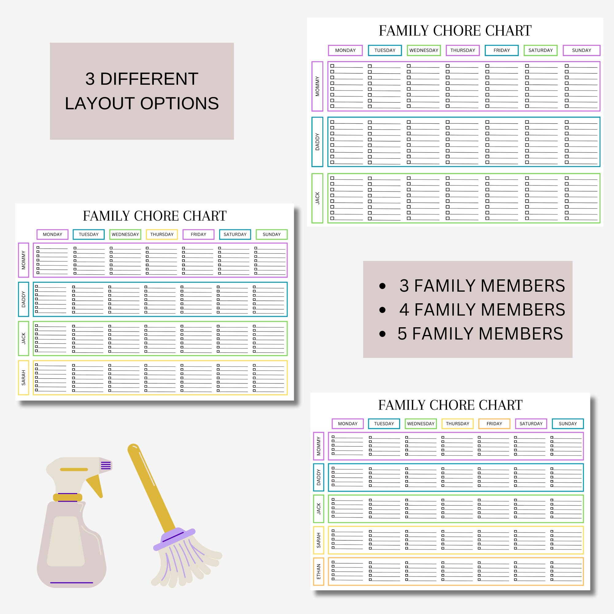 Family Chore Chart Family Chore Chart Printable Cleaning - Etsy